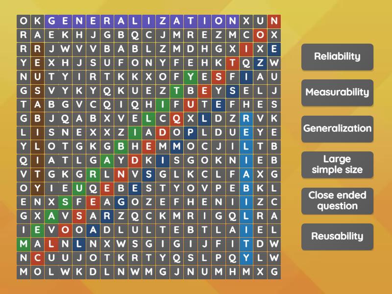 Quantitative Data - Wordsearch