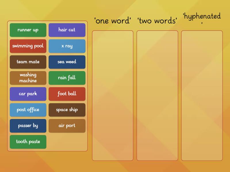 Compound words - 'hyphen' - Group sort