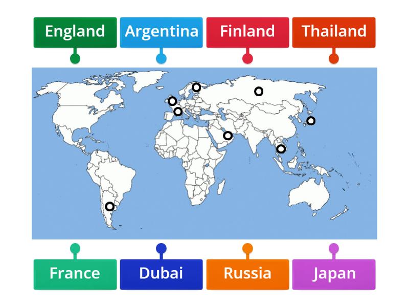 World Map (Large Countries) - Diagrama con etiquetas