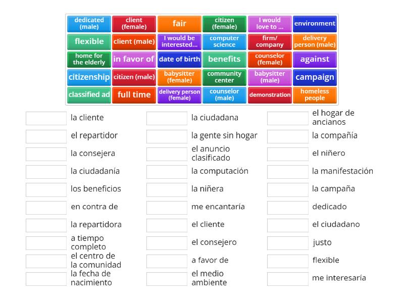 Trabajo y comunidad (1) - Une las parejas