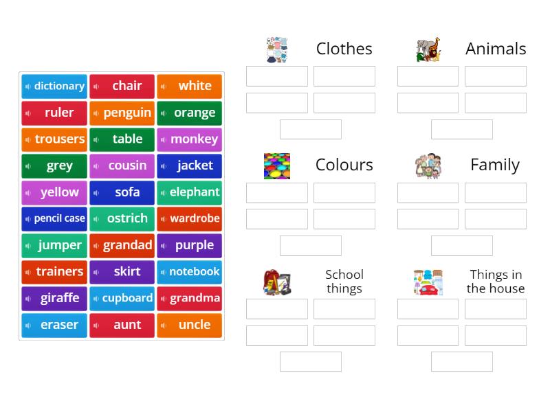 Units 1-4 Vocabulary Revision - Group sort