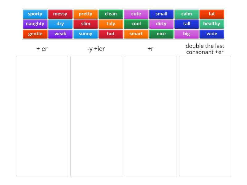P4 Eng T1 U3 Comparatives of adjectives - Categorize
