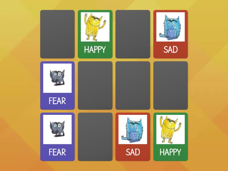 The Color Monsters - Memory Game activity - Matching pairs