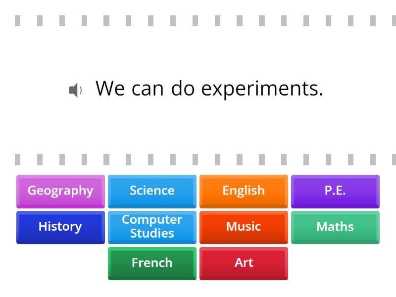 GG2 U1 School subjects vocabulary - Find the match