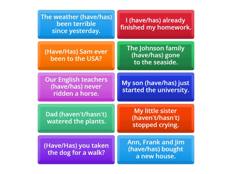 Present Perfect Tense - Flip tiles