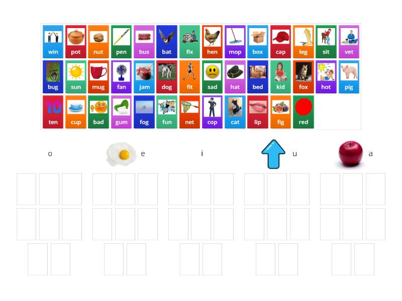Short Vowels Cvc Pics Group Sort