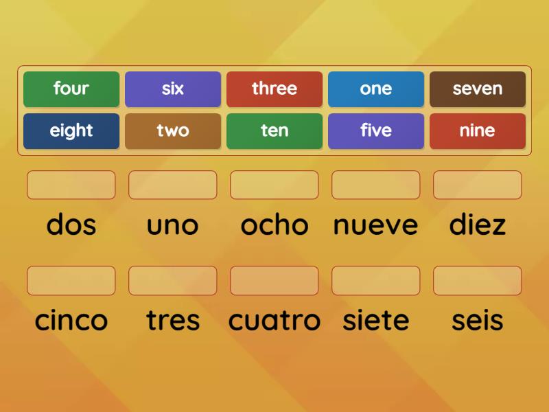 spanish numbers 1-10 - Match up