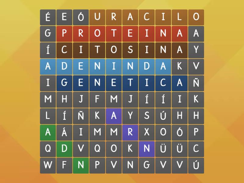 ADN y ARN - Sopa de letras