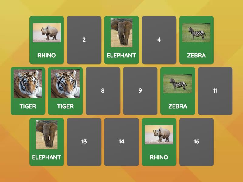 JUNGLE ANIMALS - Matching pairs