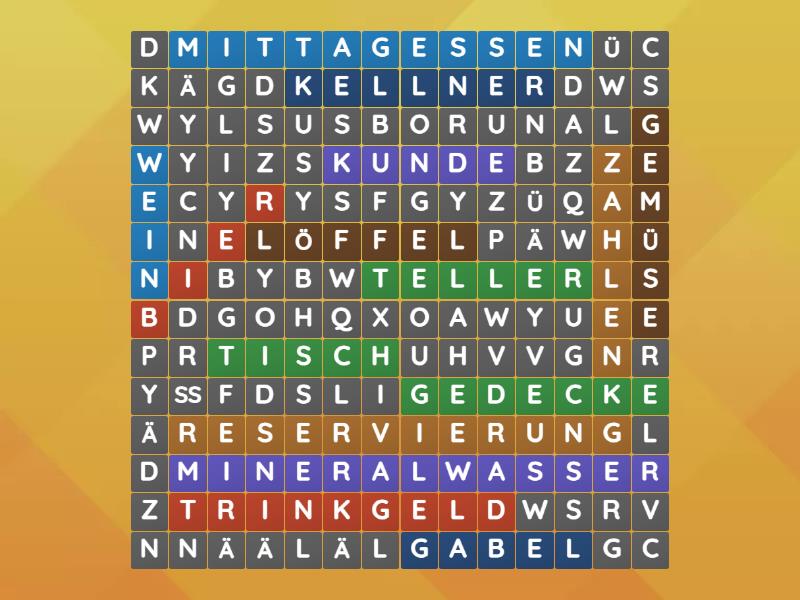 25-Das Restaurant – mots mêlés (15) - Wordsearch