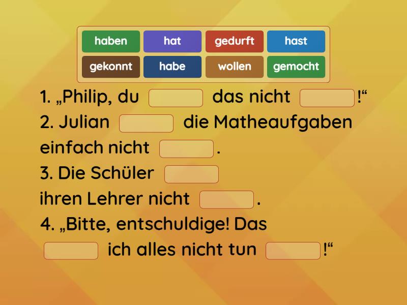 Perfekt von Modalverben. - Complete the sentence