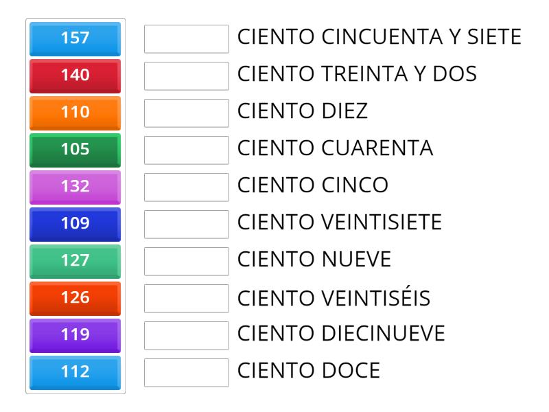 LECTURA Y ESCRITURA DE NUMEROS - Match up