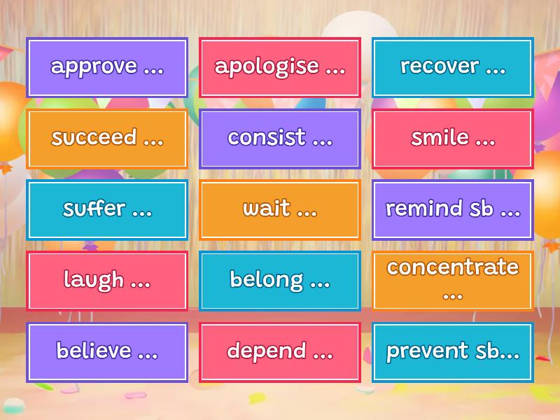 Verb + prep REVISION - Flip tiles