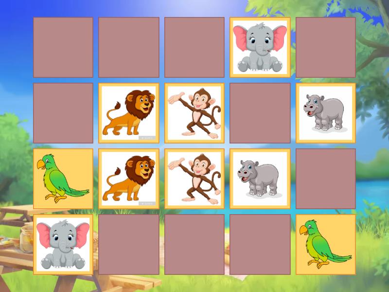 ZOO ANIMALS MEMORY GAME - Matching pairs
