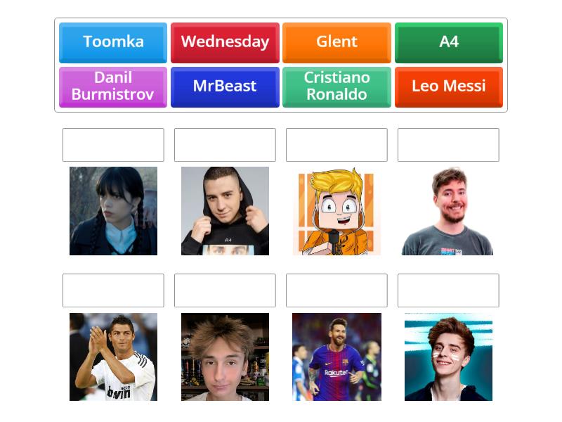Match the names to the photos - Match up