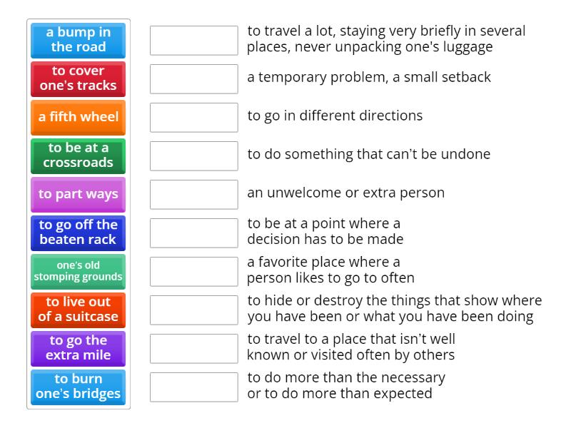 Travel Idioms - Match up