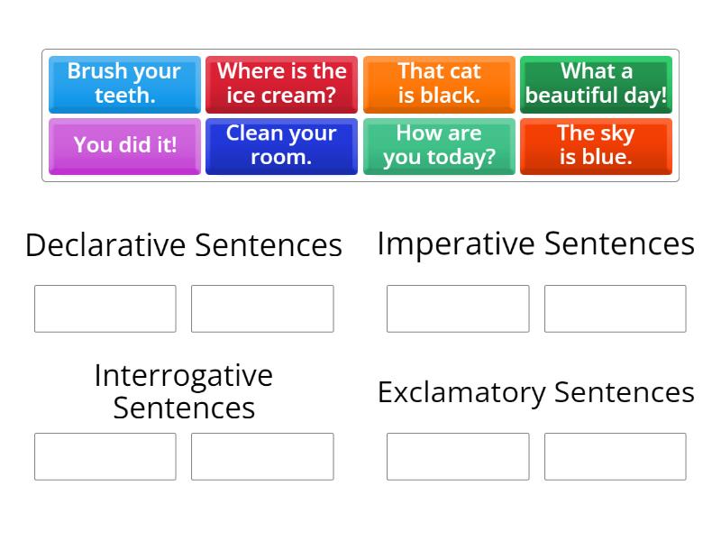 Practice sorting the sentences by type. Your Code Letter is the last ...