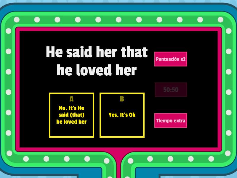 Reported speech: Correct or incorrect - Gameshow quiz