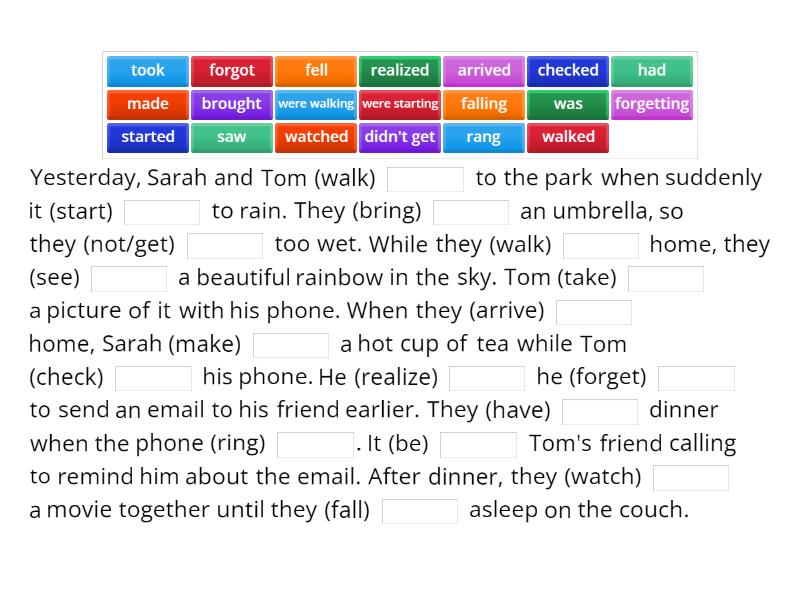 Past simple and past continuous - Complete the sentence