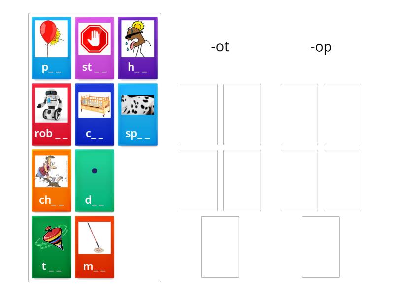Phonics -ot, -op - Group sort