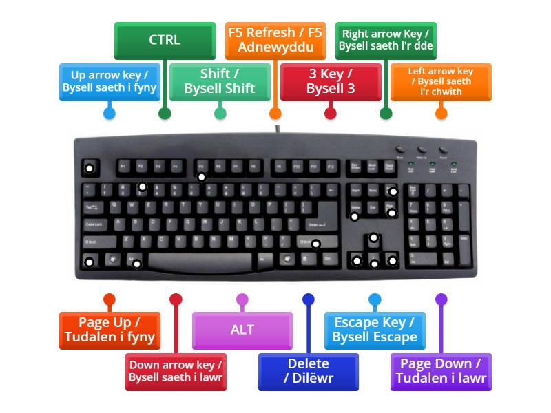 Label a QWERTY keyboard English / Cymraeg - Labelled diagram