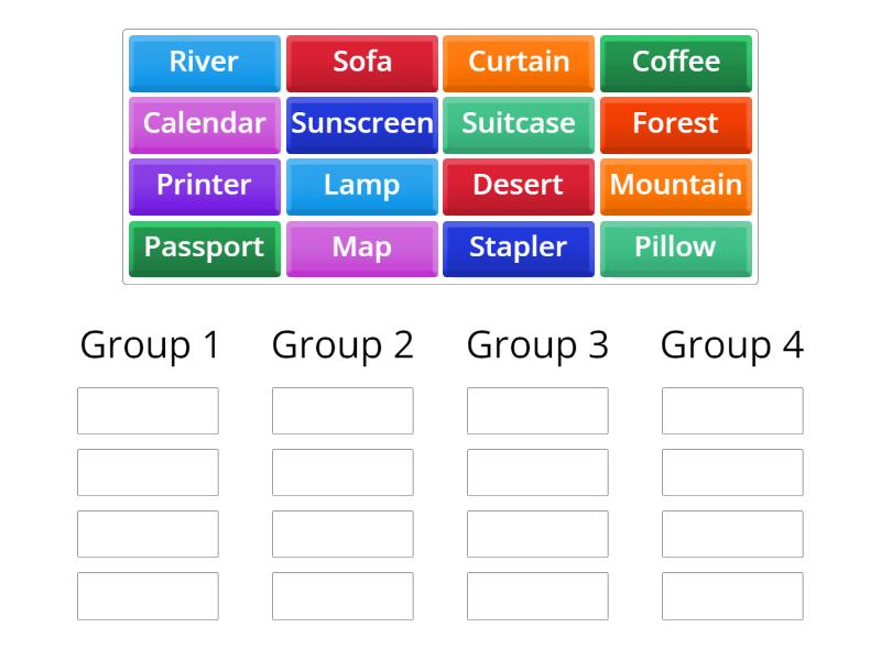 Find 4 groups - Group sort
