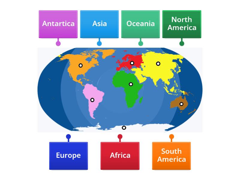 Label the continents correctly Term 3 Final - Labelled diagram