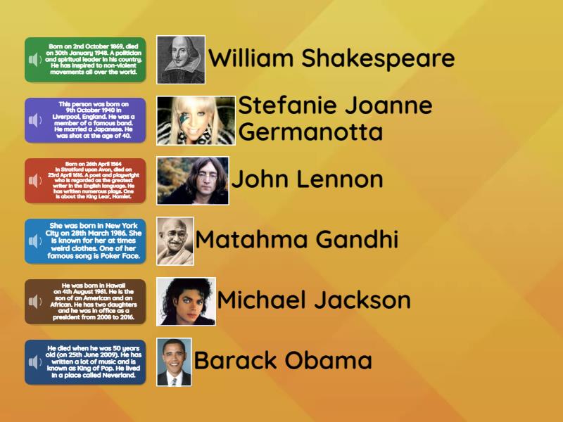 How to read dates - Famous people - Unscramble