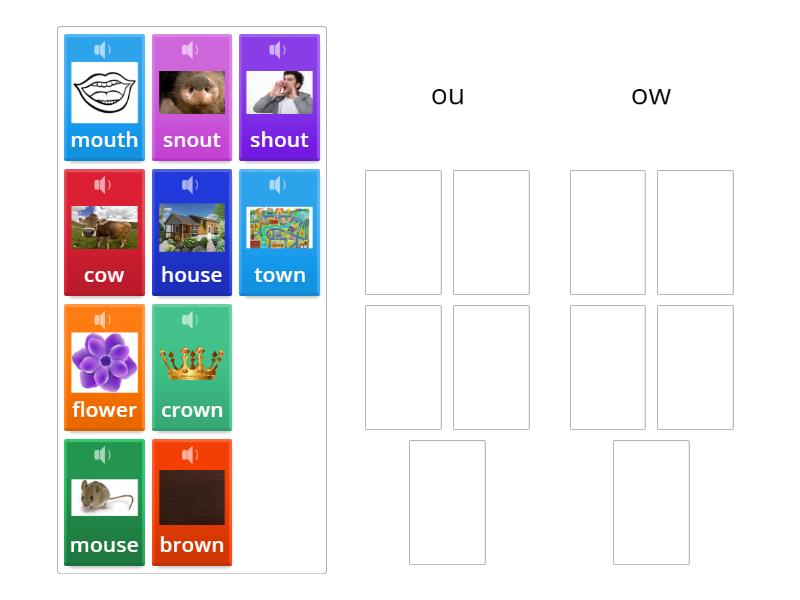 Let's sort ou and ow words - Group sort