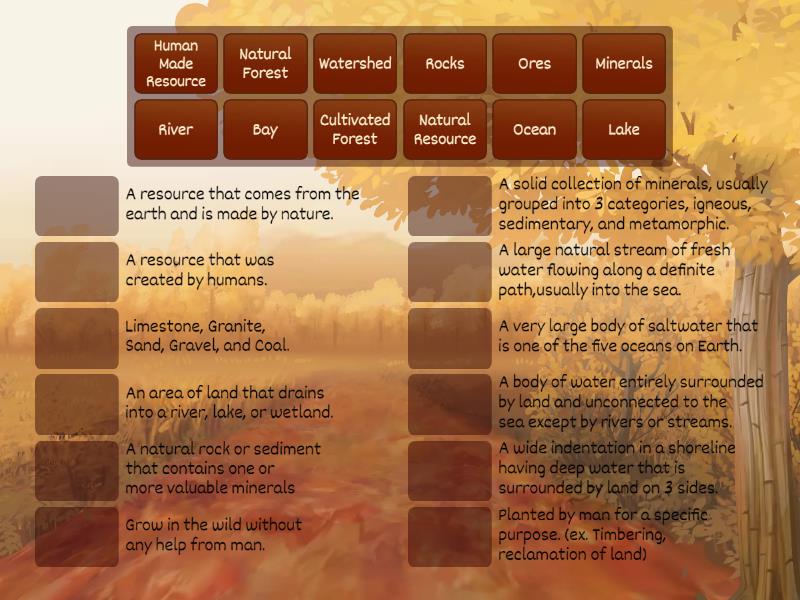 Virginia's Natural Resources - Match up