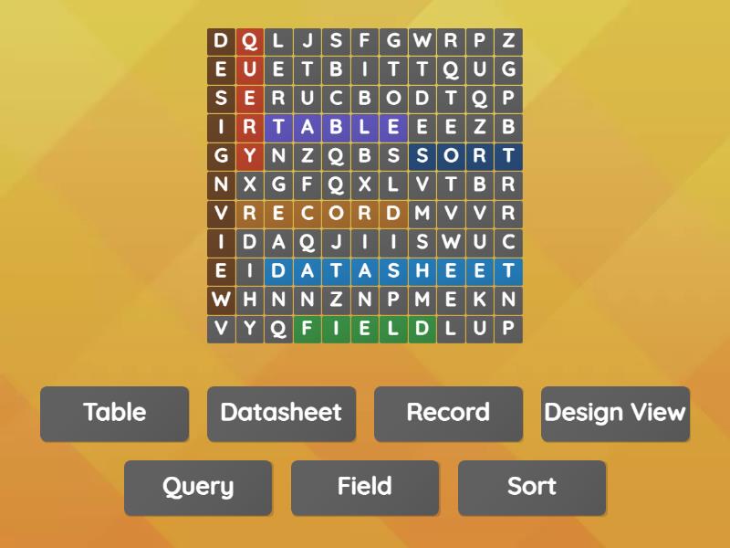 MS Access Terms - Wordsearch