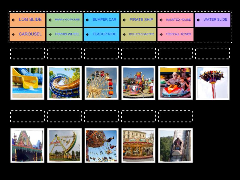 Amusement park ( different rides - Match up