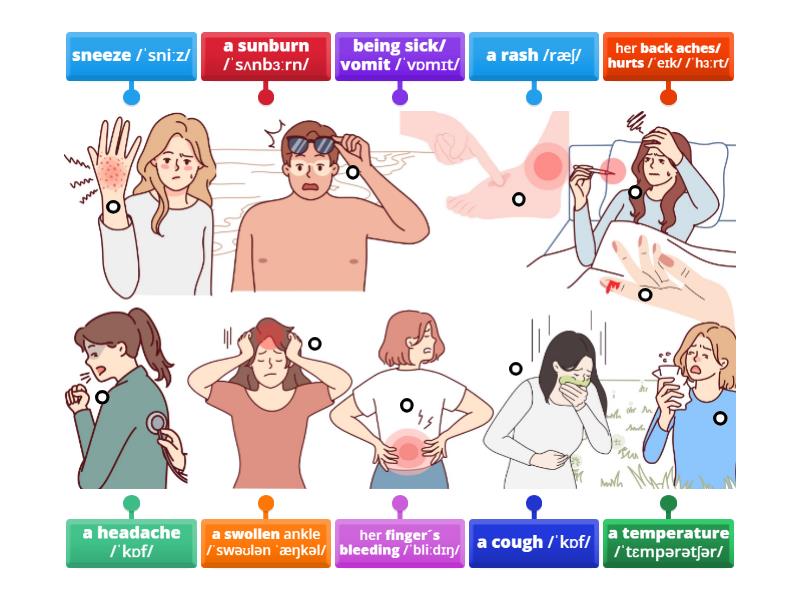 Minor injuries and conditions. - Labelled diagram