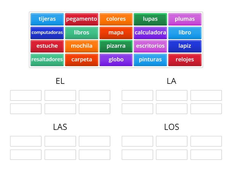 ARTICULOS EL/LA/LOS/LAS SPANISH 1 - Group sort