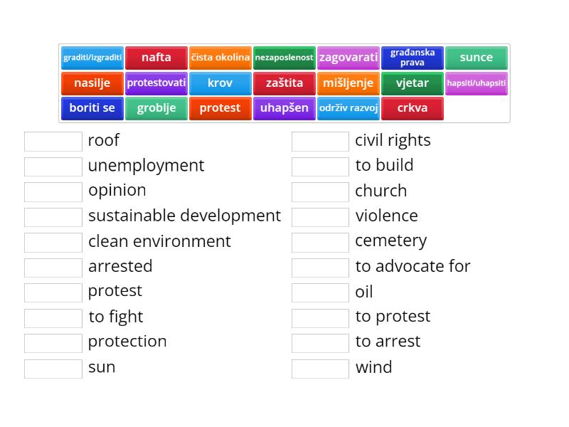 UNIT 7, DAY 4 - Match up