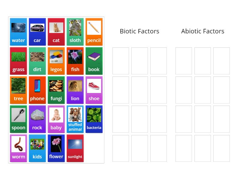 Biotic and Abiotic Factors Sort - Group sort Biotic and Abiotic Factors Sort - Group sort