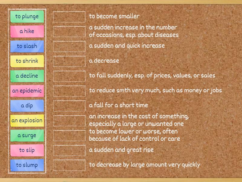 RM B2+ Unit 9C Rising and falling vocabulary - Match up