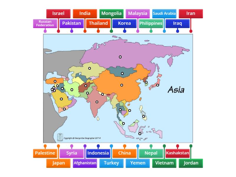 Guess the Asian countries - Diagrama con etiquetas