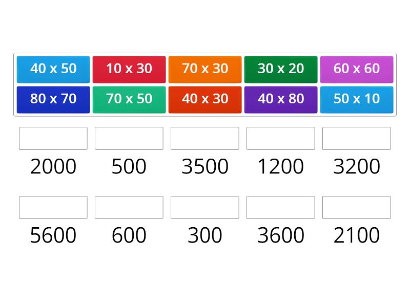 Multiples of 10 x Multiples of 10 - Match up