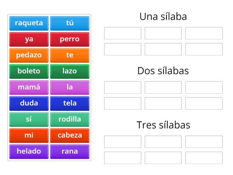 Palabras con sílabas abiertas - Group sort