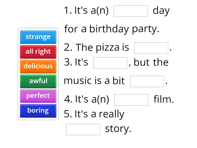 Complete the text with the adjectives - Completar la frase
