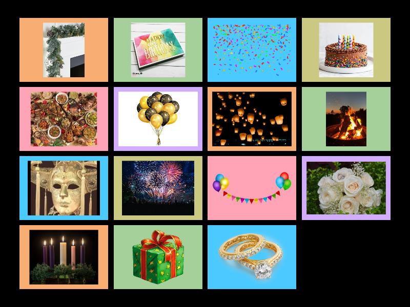 Celebrations vocabulary Flip titles - Flip tiles