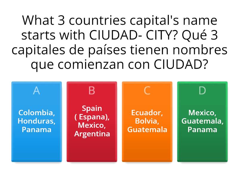 The capitals of the Spanish-speaking countries. Las capitales de los ...