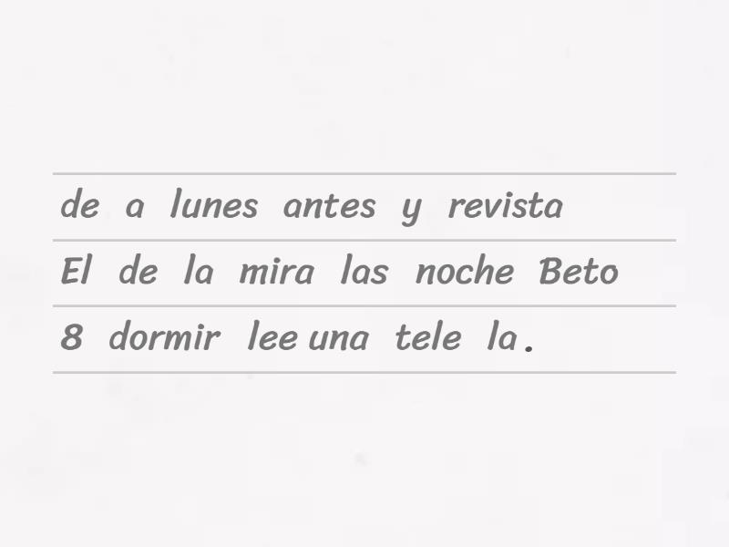 La semana de Beto-2 - Unjumble