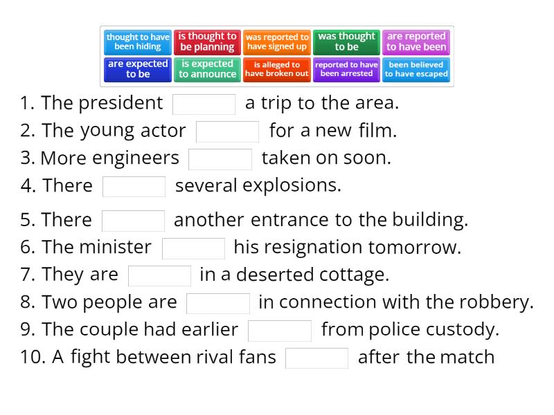 passive reporting practice 2 - Complete the sentence