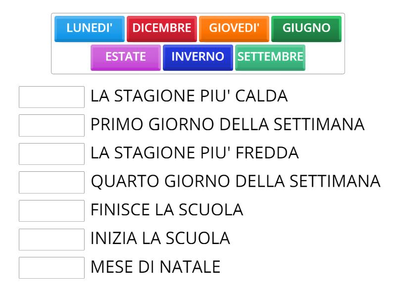 STAGIONI, GIORNI, MESI - Match up