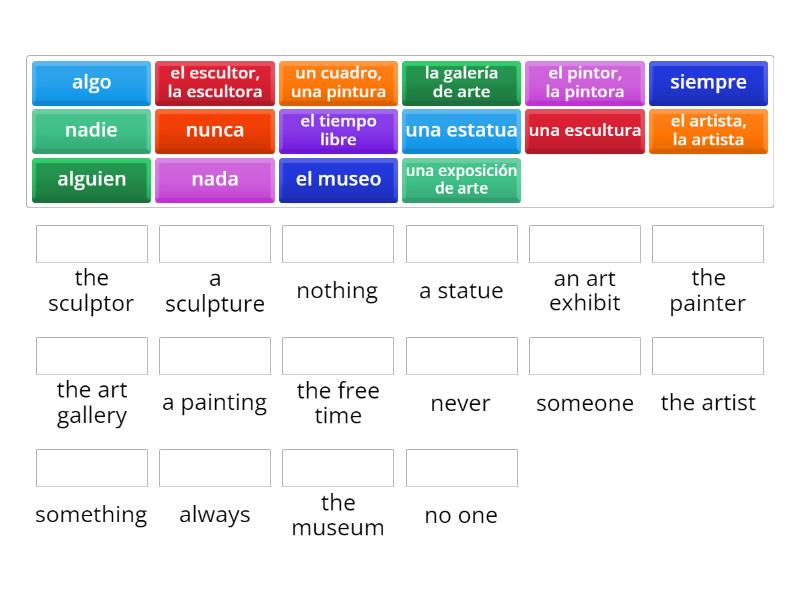 Chapter 8: el museo, palabras afirmativas, palabras negativas - Une las ...