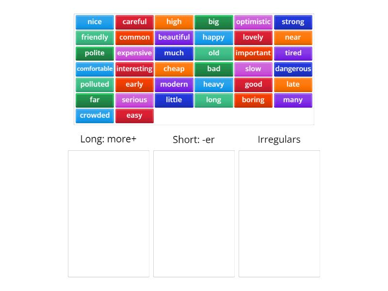 Comparatives task - Group sort