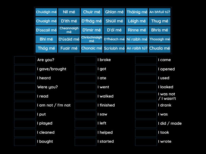 Verbs Irish 1 - Match up