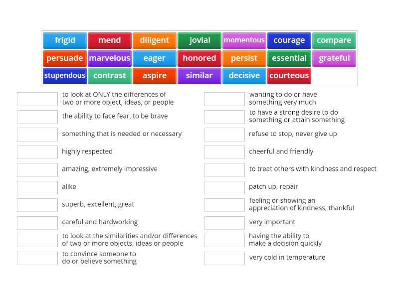 WOW Words - Match up